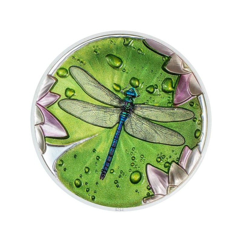 Lily Pad - Dragonfly. Palau 5$ 2024 99,9 % silver coin, 1 oz @ Aurea ...